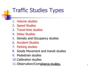 05 Traffic Data Collection (Traffic Engineering هندسة المرور & Prof ...