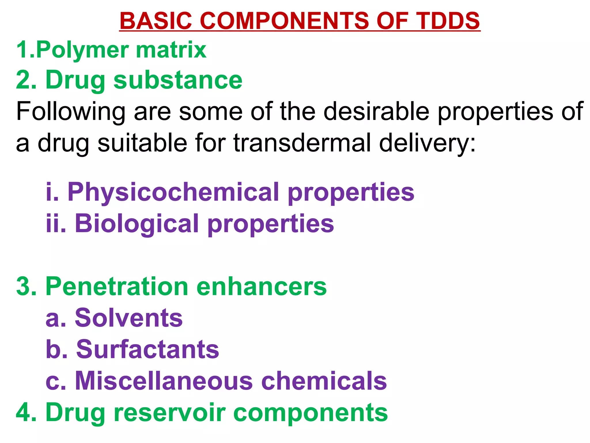 Transdermal drug delivery system | PPT