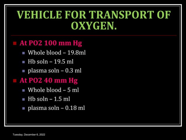 TRANSPORT OF OXYGEN | PPT