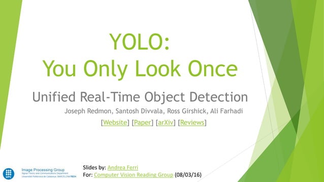 You only look once: Unified, real-time object detection (UPC Reading Group) | PPTX