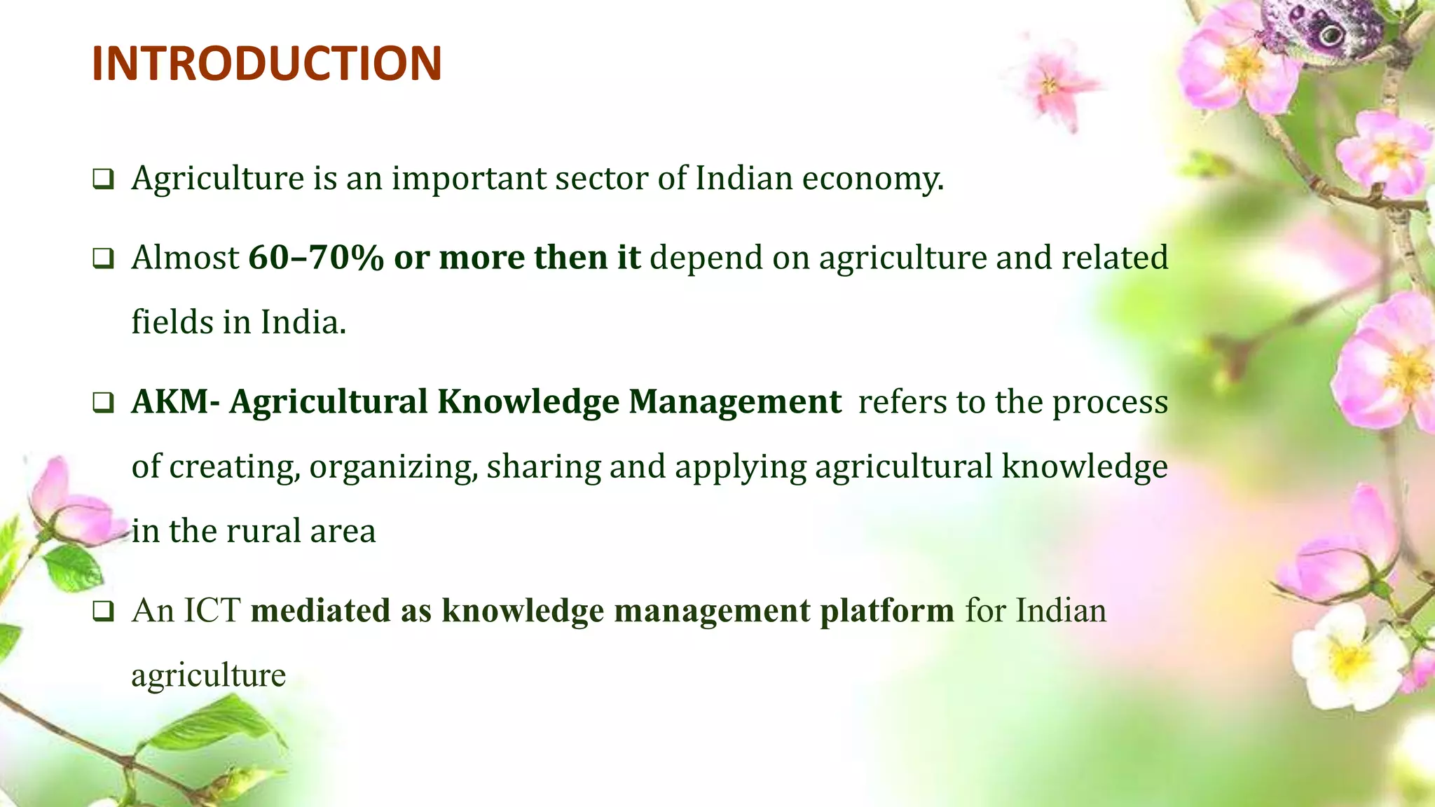 ICT IN AGRICULTURAL KNOWLEDGE MANAGEMENT | PPTX