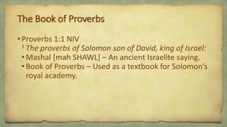 06-07-20, Proverbs 1&2, Charted Waters, Wisdom | PDF