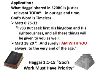 06 09 haggai 1 god's work must have priority (final) | PDF