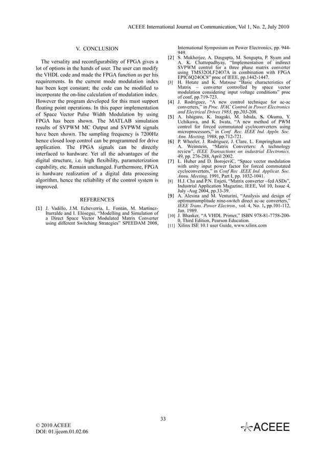 Implementation of SVPWM control on FPGA for three phase MATRIX CONVERTER | PDF