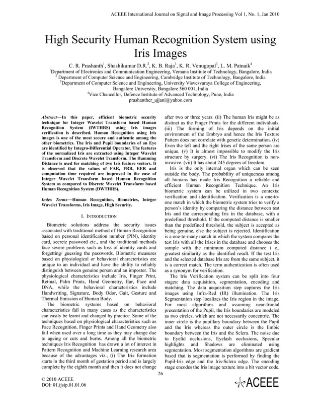 High Security Human Recognition System using Iris Images | PDF | Technology & Computing