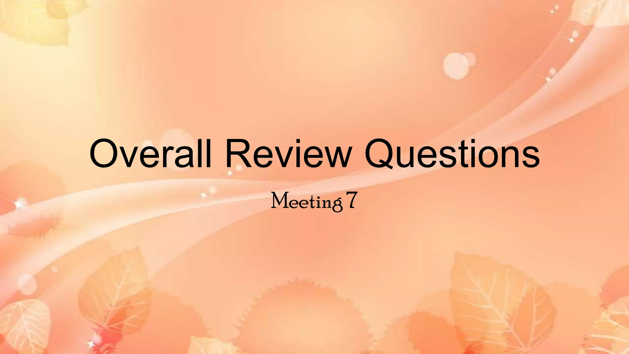 Reading Comprehension - Overall Review Questions | PPTX