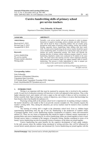 Cursive handwriting skills of primary school pre service teachers | PDF