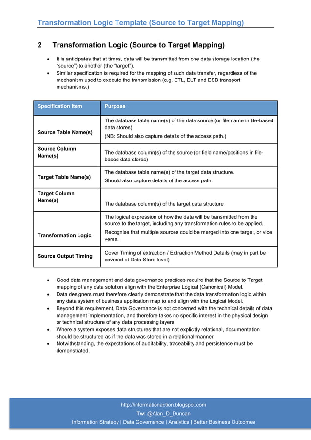 06. Transformation Logic Template (Source to Target) | DOCX | Databases | Computer Software and ...