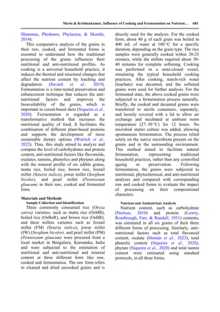 Influence of Cooking and Fermentation on Nutrient and Anti-nutrient ...