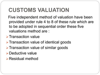 nikhil bhagat indian customs act presentation | PPTX