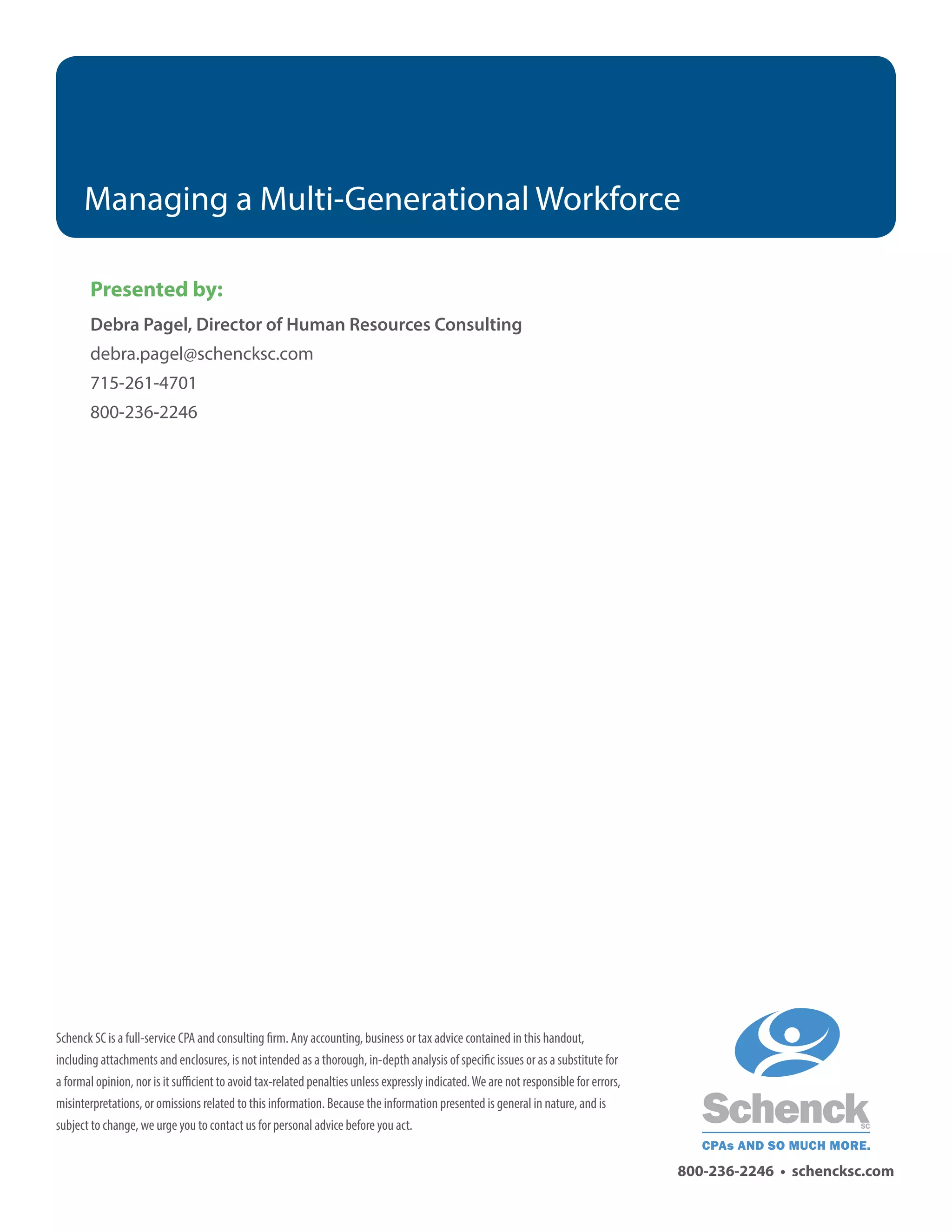 Managing a Multi-Generational Workforce | PDF