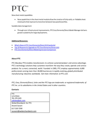 PTC Introduces PTC Creo Elements/Direct 19.0 with Improved Productivity ...