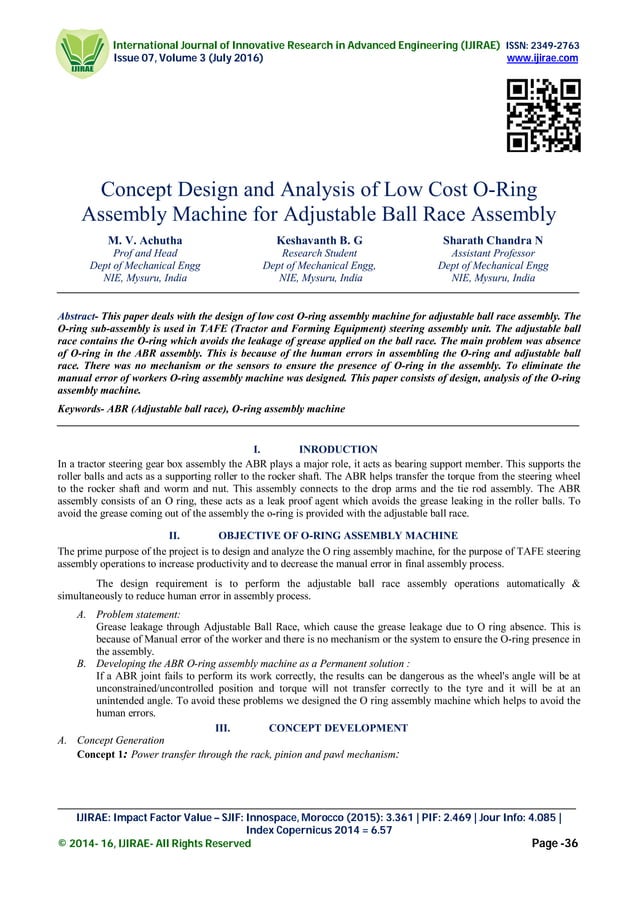 Concept Design and Analysis of Low Cost O-Ring Assembly Machine for ...