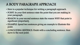 ESSAY WRITING: WRITING THE BODY PARAGRAPH | PPTX