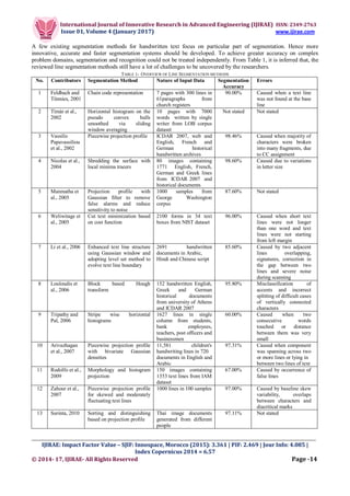 Performance of Statistics Based Line Segmentation System for ...