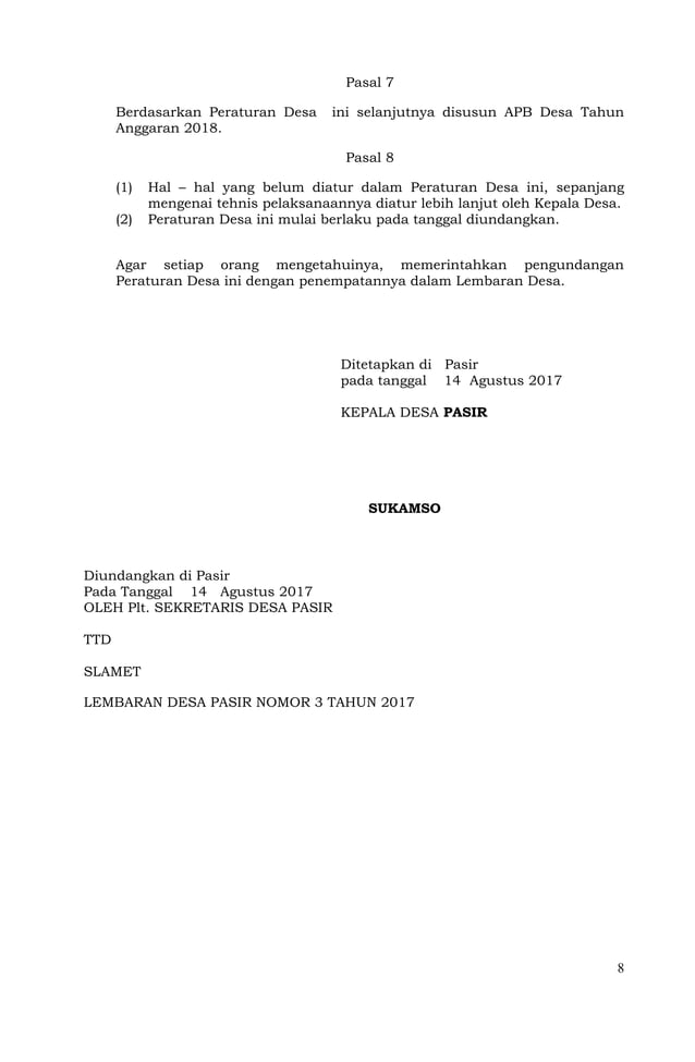 06. perdes rkp desa 2017 | PDF