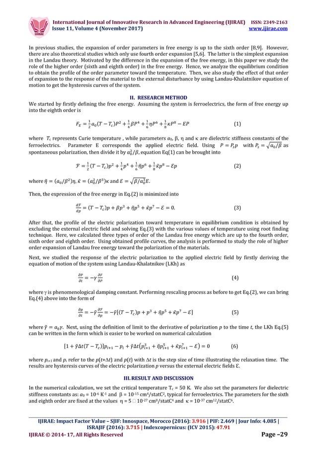 THE ROLE OF HIGH ORDER TERMS IN LANDAU THEORY TOWARD LANDAU-KHALATNIKOV ...