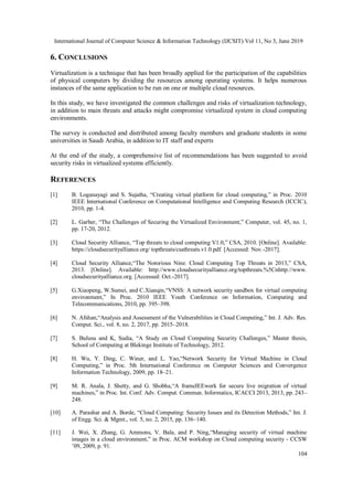 A SURVEY ON SECURITY CHALLENGES OF VIRTUALIZATION TECHNOLOGY IN CLOUD ...