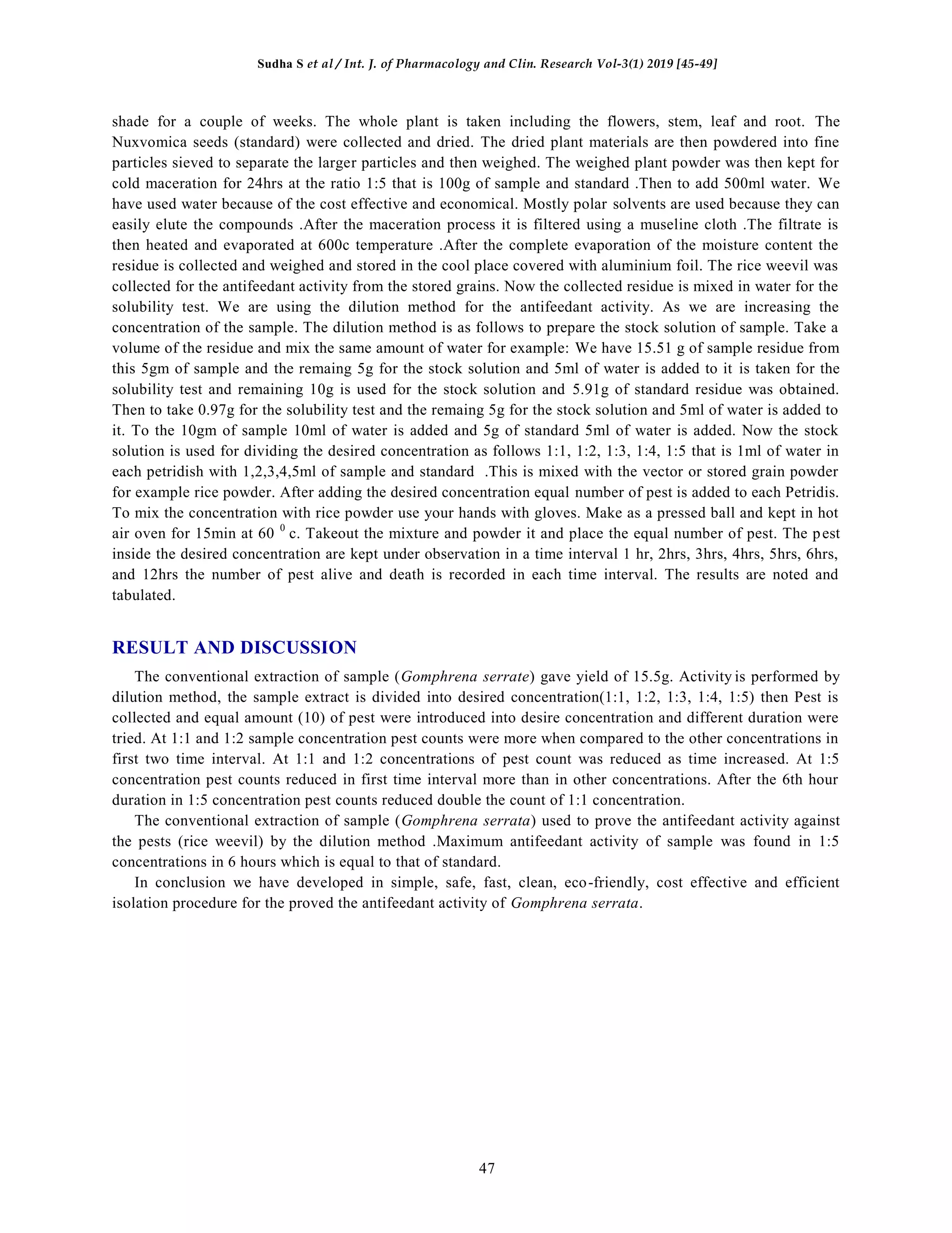 Antifeedant activity of medicinal plants | PDF