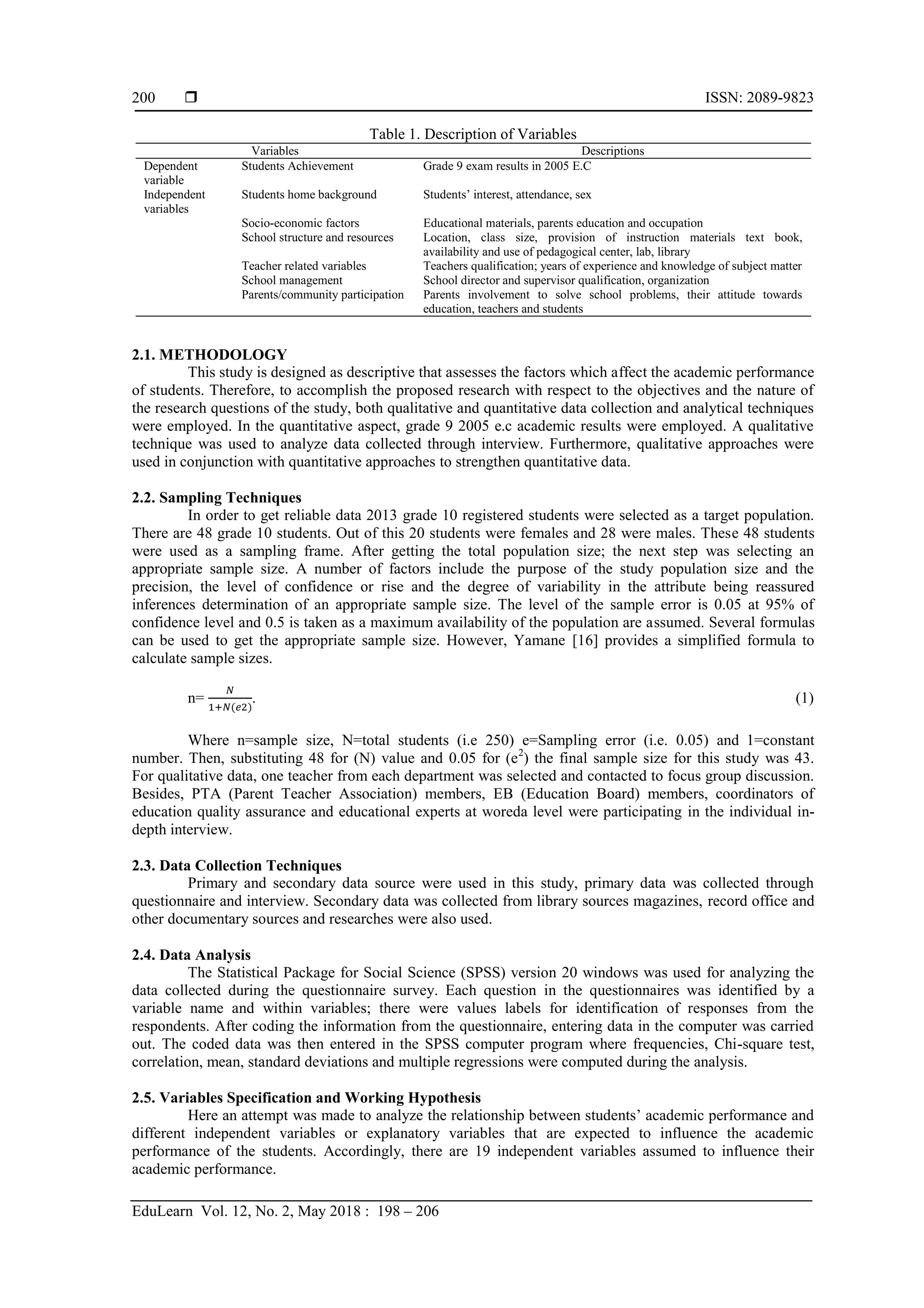 Factors Affecting Student’s Academic Performance in Ahuntegen General ...