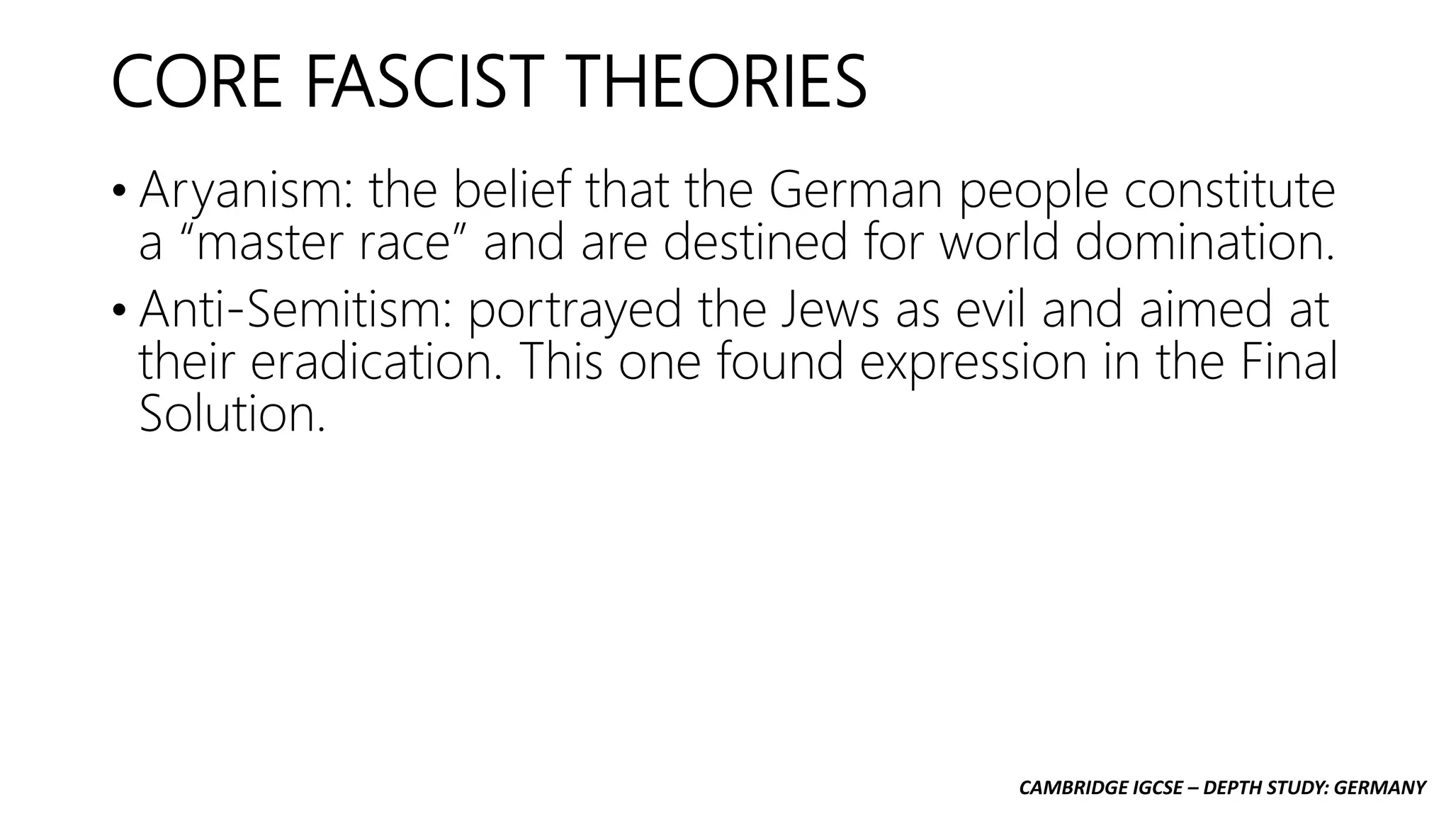 HISTORY IGCSE CONTENT - 20TH CENTURY OPTION - DEPTH STUDY GERMANY ...