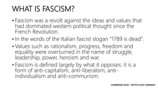 HISTORY IGCSE CONTENT - 20TH CENTURY OPTION - DEPTH STUDY GERMANY ...