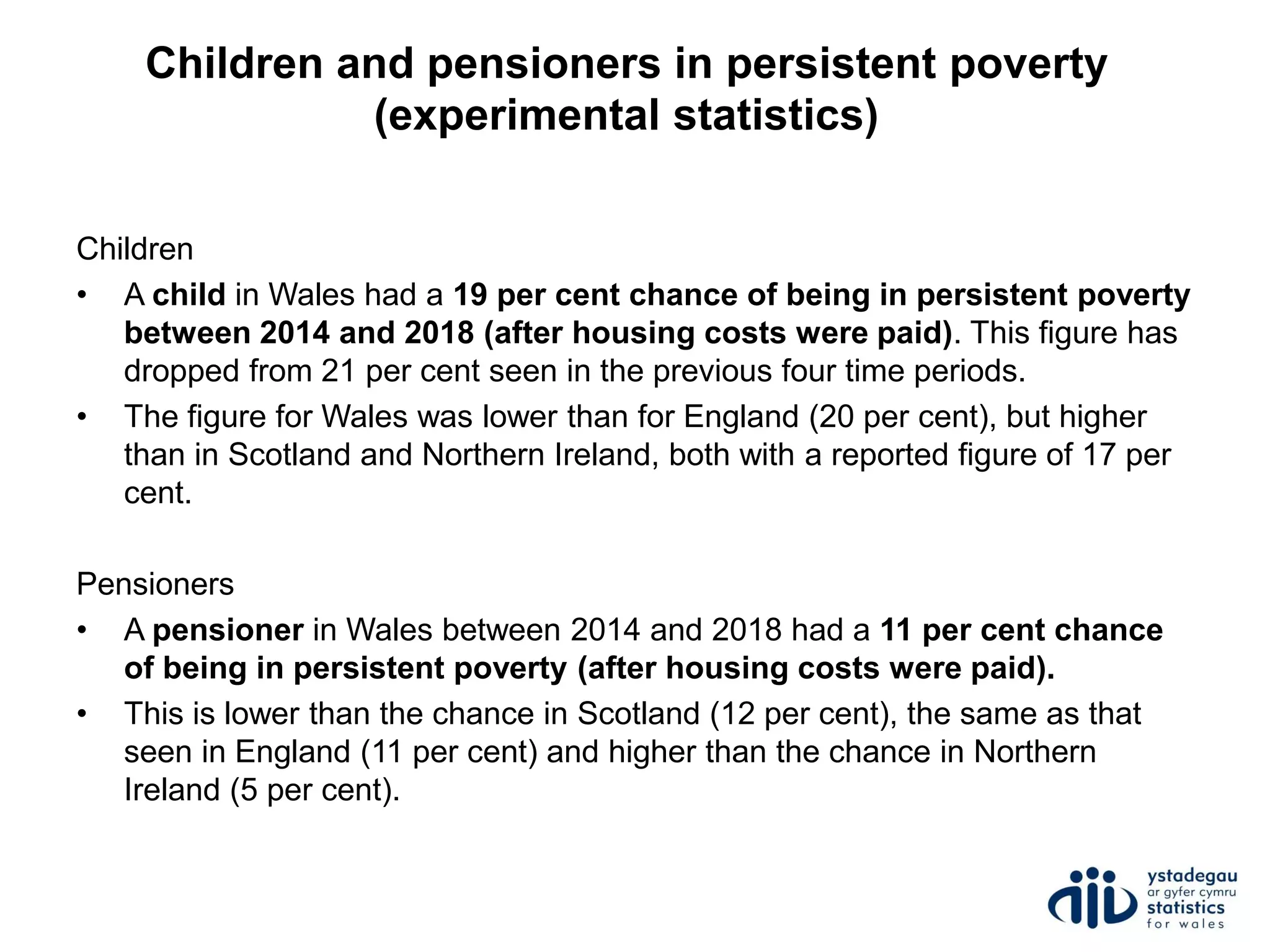 Persistent poverty: headline figures, financial years 2014 to 2018 | PPT