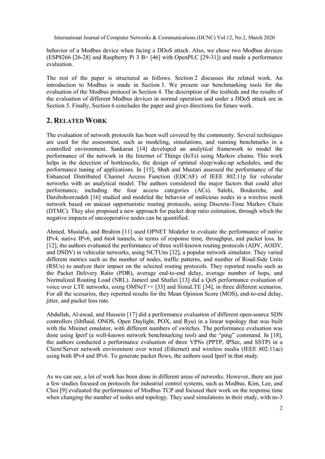 PERFORMANCE EVALUATION OF MODBUS TCP IN NORMAL OPERATION AND UNDER A ...