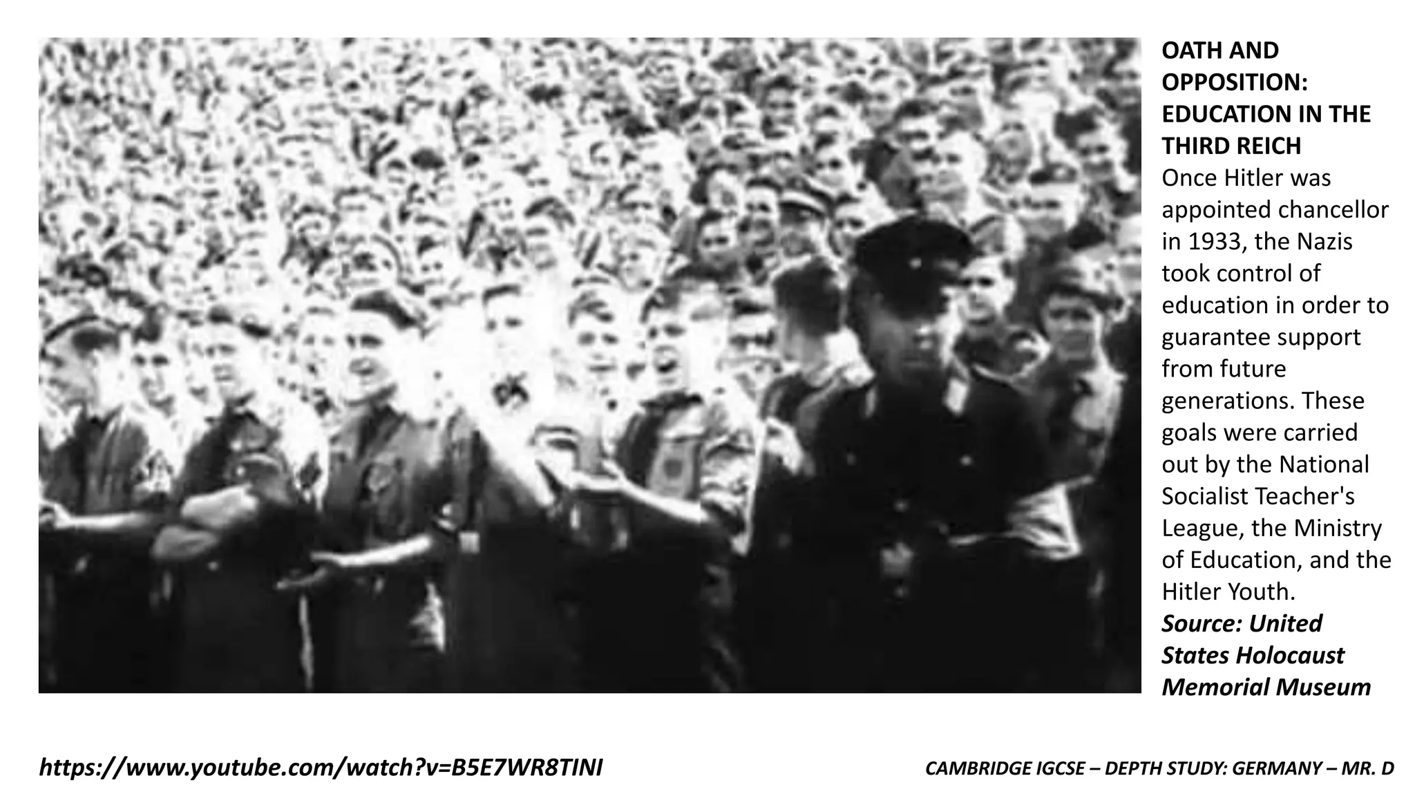 HISTORY IGCSE CONTENT - 20TH CENTURY OPTION - DEPTH STUDY GERMANY: THE ...