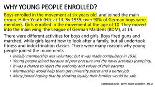 HISTORY IGCSE CONTENT - 20TH CENTURY OPTION - DEPTH STUDY GERMANY: THE ...