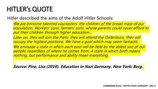 HISTORY IGCSE CONTENT - 20TH CENTURY OPTION - DEPTH STUDY GERMANY: THE ...
