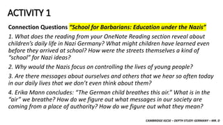 HISTORY IGCSE CONTENT - 20TH CENTURY OPTION - DEPTH STUDY GERMANY: THE ...