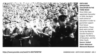 HISTORY IGCSE CONTENT - 20TH CENTURY OPTION - DEPTH STUDY GERMANY: THE ...