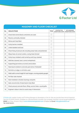 06. Masonry and Floor Checklist | PDF