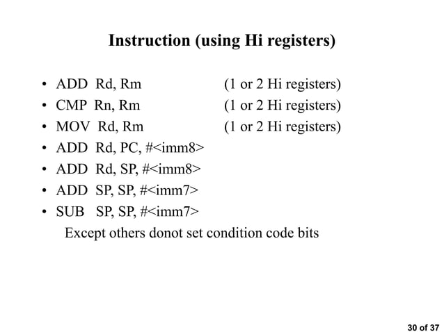 06. thumb instructions | PPT | Operating Systems | Computer Software ...