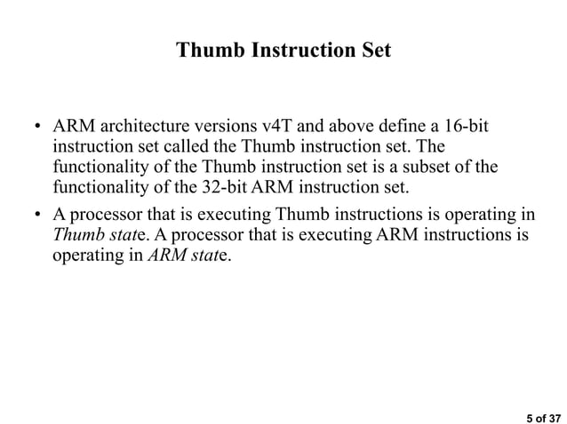 06. thumb instructions | PPT | Operating Systems | Computer Software and Applications
