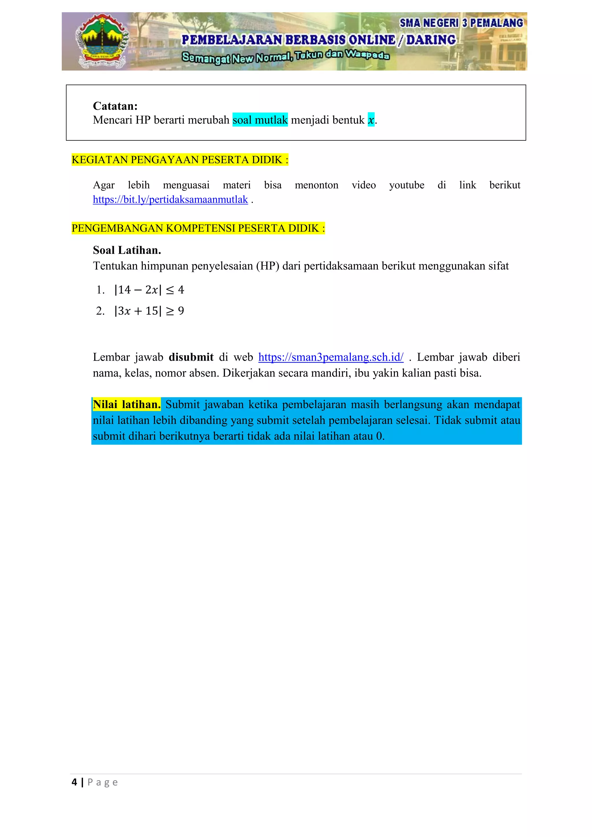 Pertemuan 6 bab 1 nilai mutlak revisi | PDF