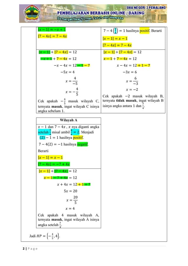 Pertemuan 6 bab 1 nilai mutlak revisi | PDF