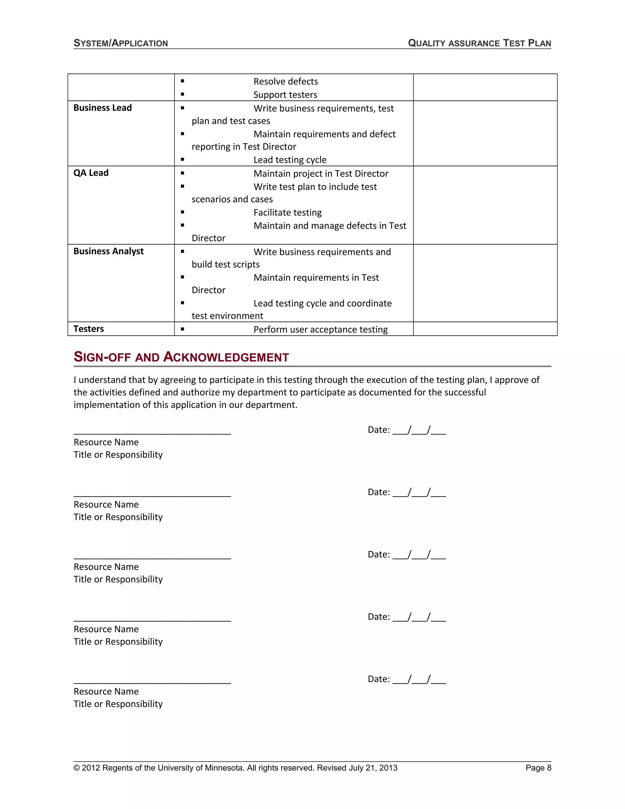06 template test plan | PDF
