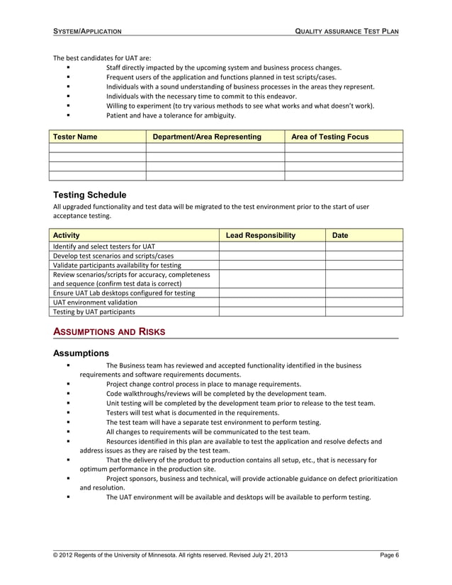 06 template test plan | PDF