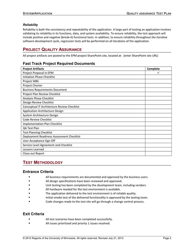 06 template test plan | PDF