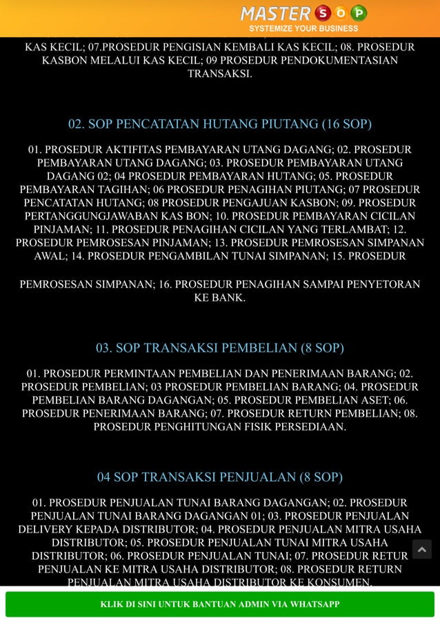 #06. Contoh SOP Keuangan dan Accounting - Master SOP | PDF