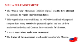 THE SAMOAN MAU MOVEMENT: SAMOAN NATIONALISM - THE MAU A PULE MOVEMENT ...