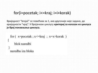 FOR PETLJA-CIKLICNE STRUKTURE | PPT