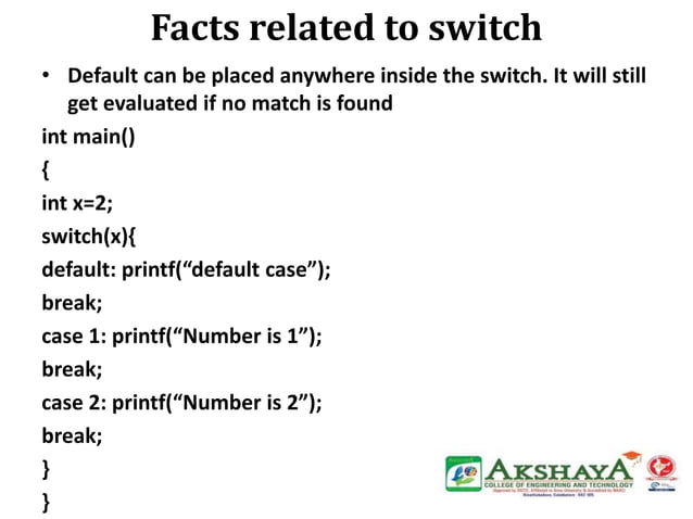 SWITCH CASE STATEMENT IN C | PPT