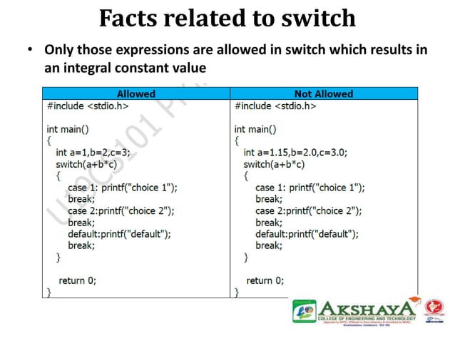 SWITCH CASE STATEMENT IN C | PPT