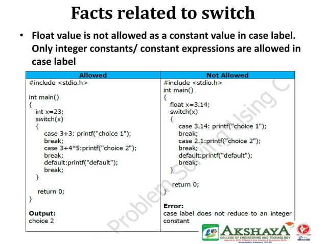 SWITCH CASE STATEMENT IN C | PPT