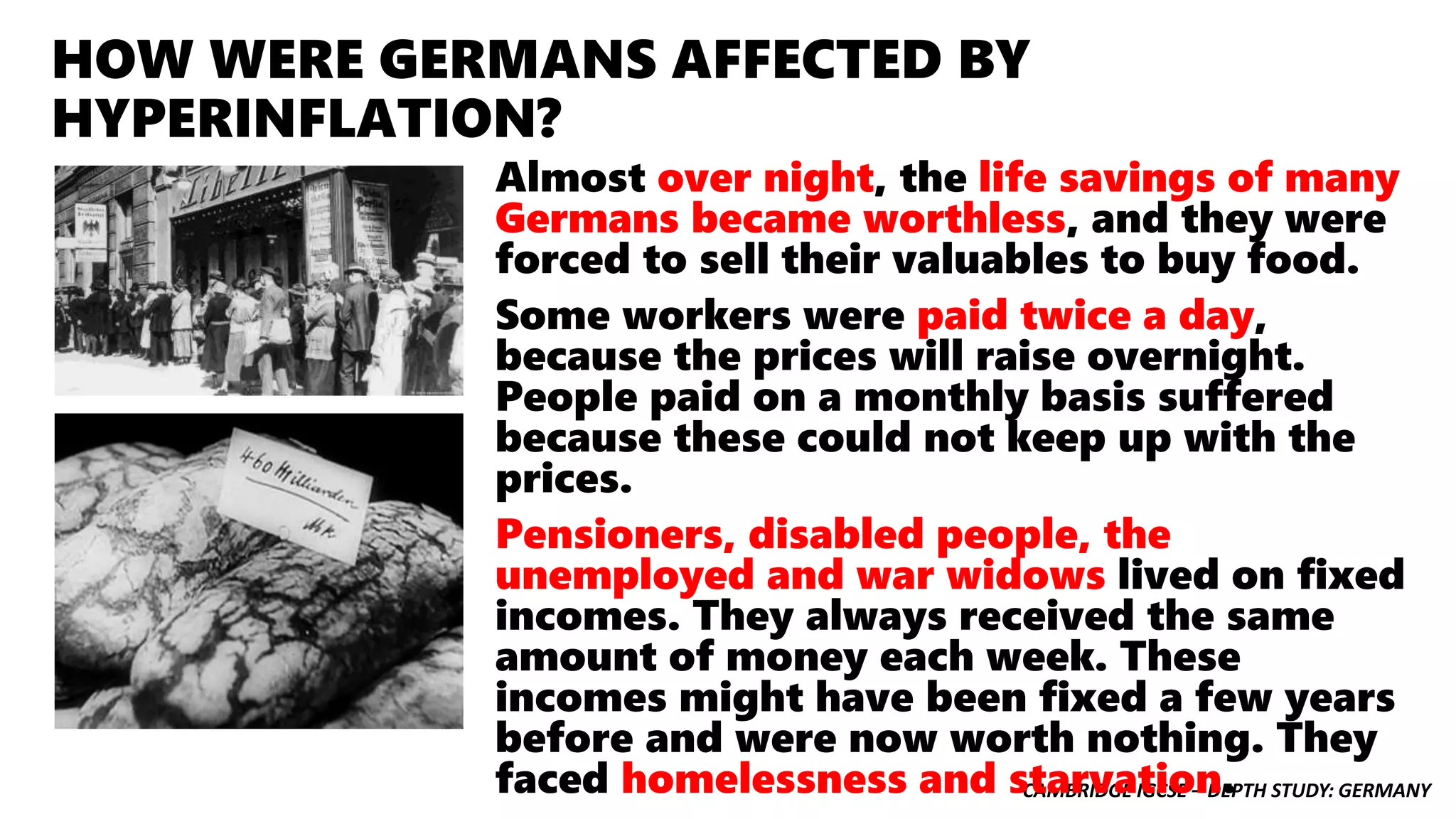 DEPTH STUDY GERMANY: WEIMAR REPUBLIC - 05. HYPERINFLATION | PPTX ...