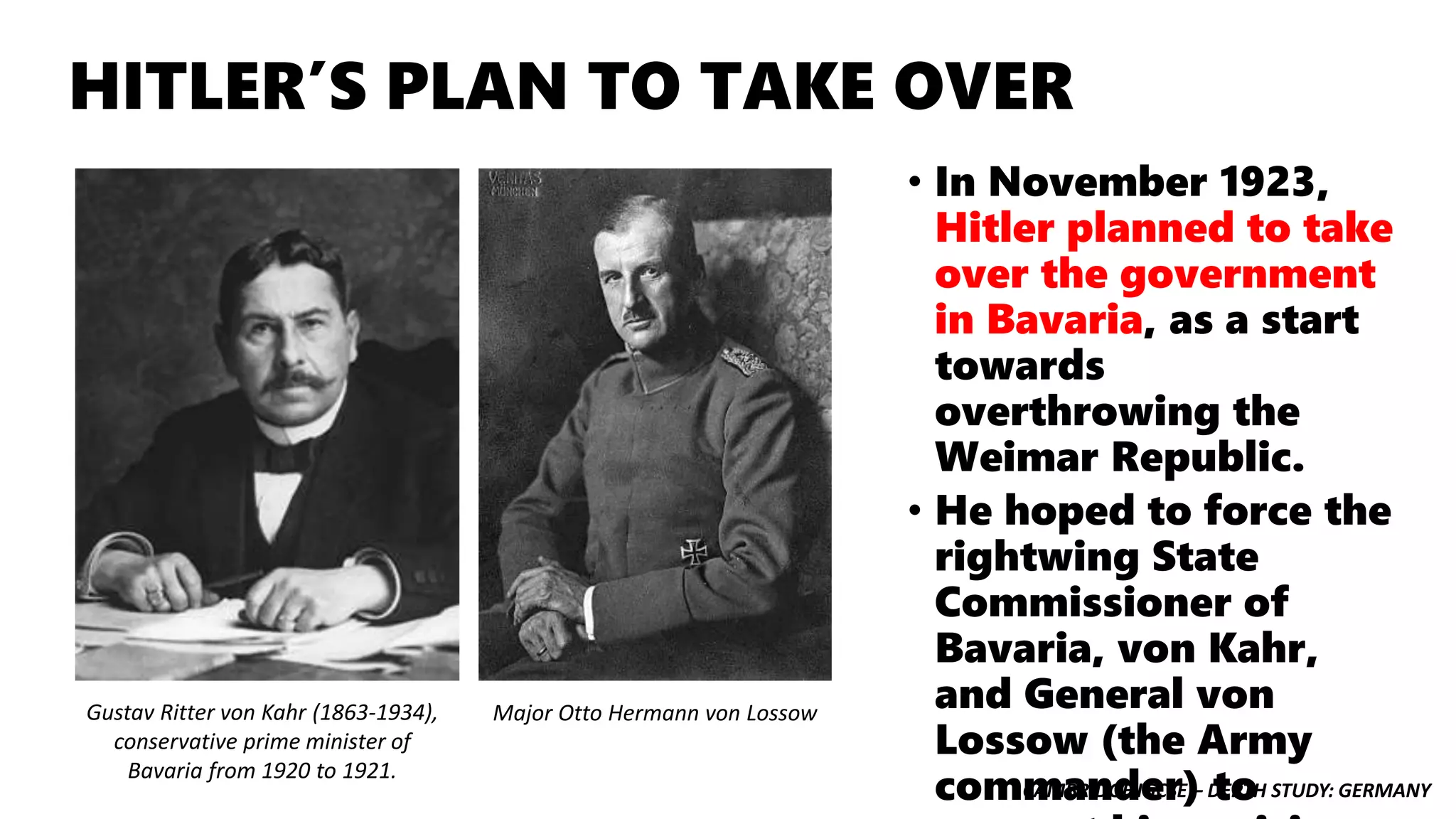 DEPTH STUDY GERMANY: WEIMAR REPUBLIC - 06. THE BEER HALL PUTSCH 1923 | PPTX