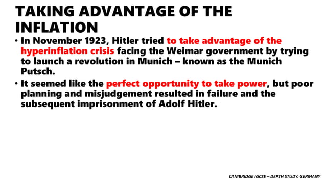 DEPTH STUDY GERMANY: WEIMAR REPUBLIC - 06. THE BEER HALL PUTSCH 1923 ...